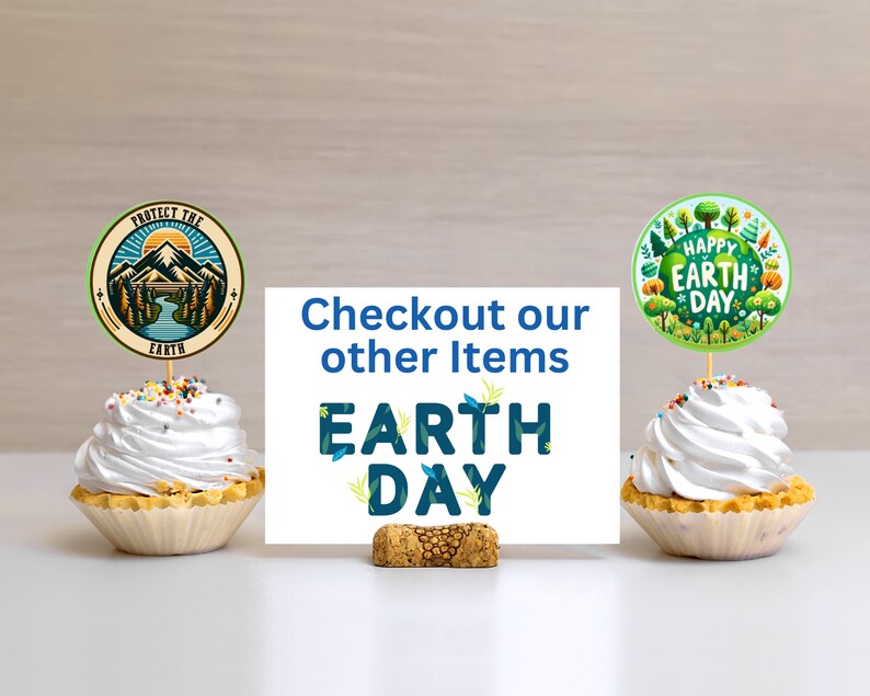 Earth Day Cupcake Topper Printable Download, 12 Designs, 2 Inch Each ...