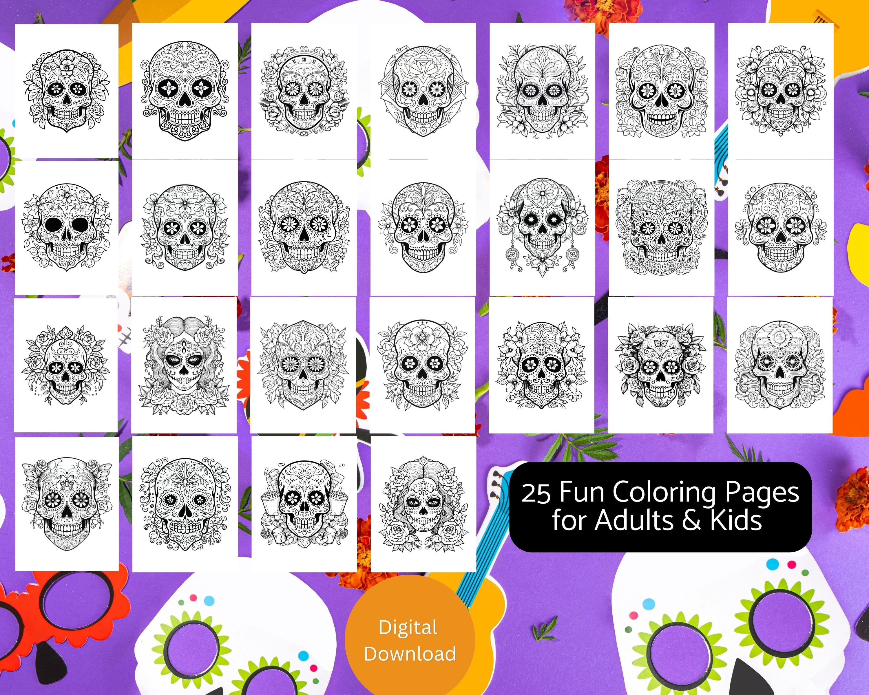 Sugar Skull Coloring Pages, 25 Coloring Pages, Adult Coloring Printable ...
