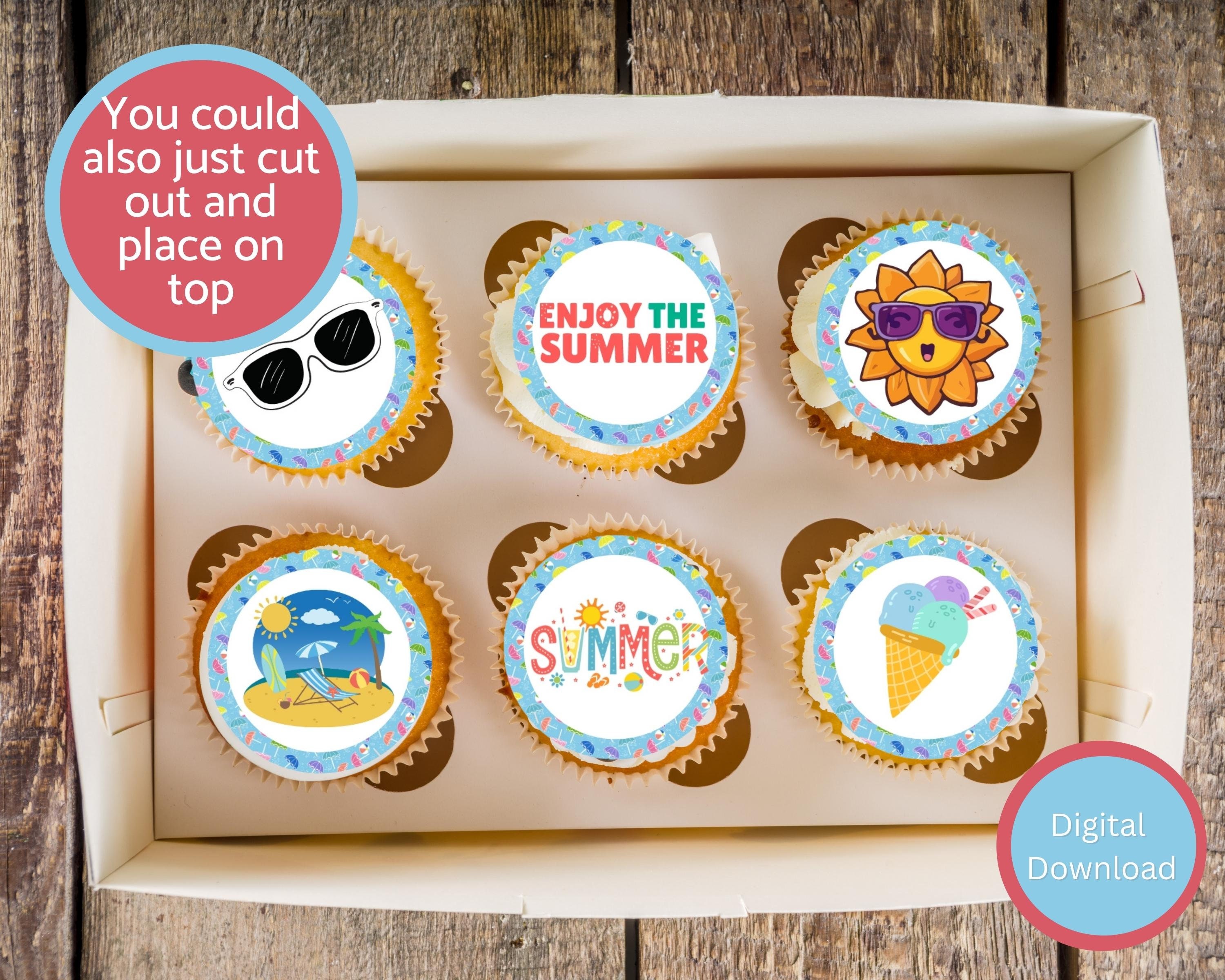 Summer Cupcake Topper Printable Download 12 Designs 2 Inch - Etsy