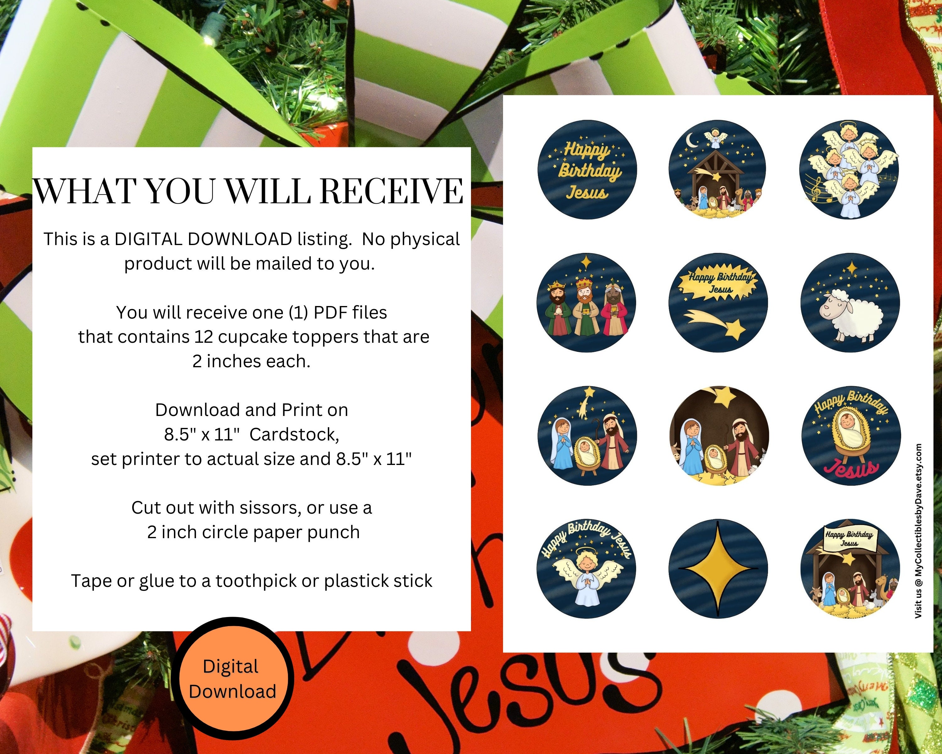 Happy Birthday Jesus Cupcake Topper Printable Download, 12 Designs, 2 ...