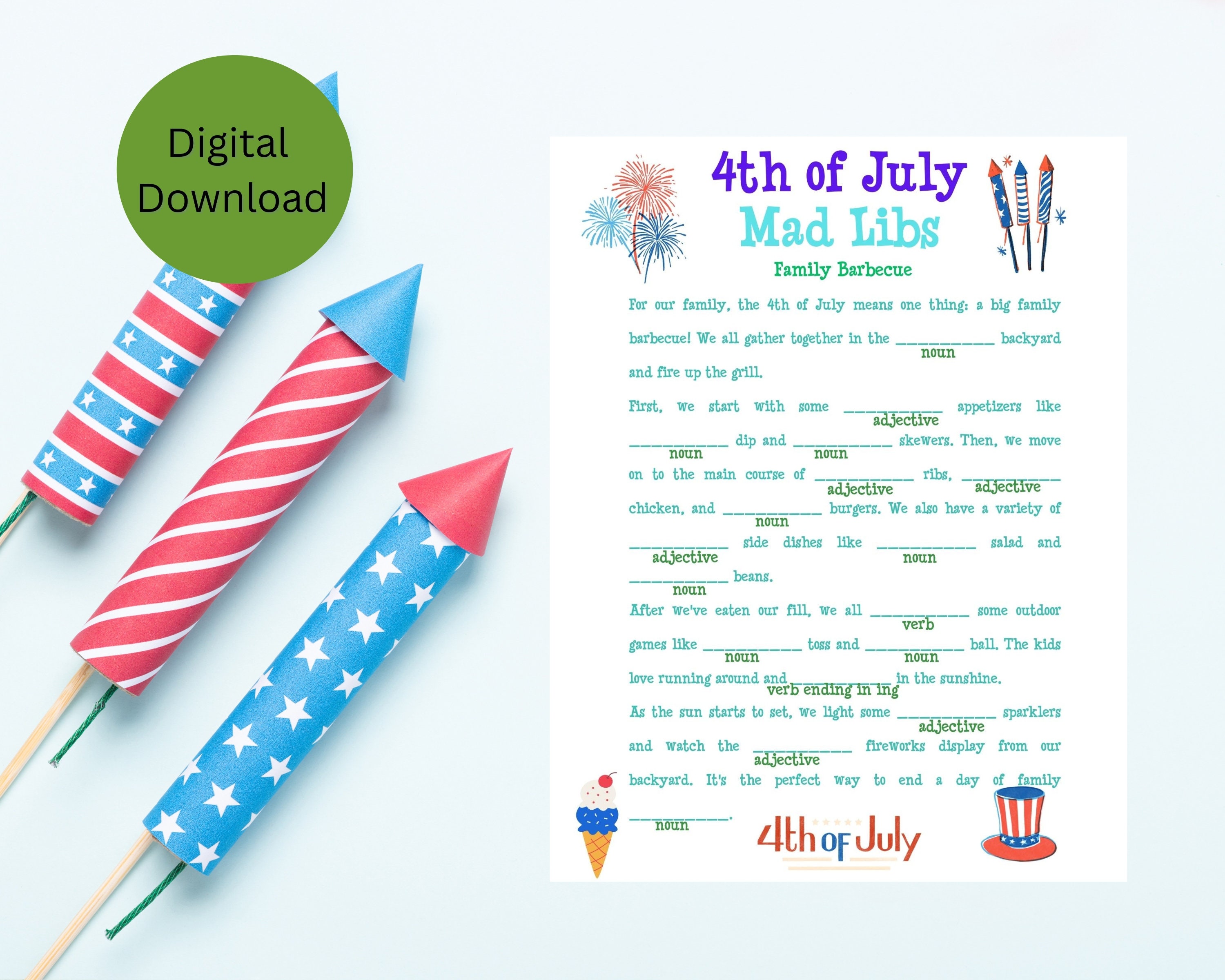 4th of July Mad Libs Printable, 4th of July Party Games, Printable ...