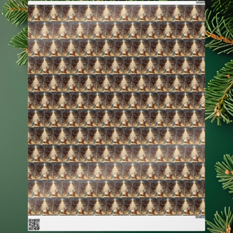 For Unto Us a Child is Born Wrapping Paper, Nativity Christmas Wrap ...