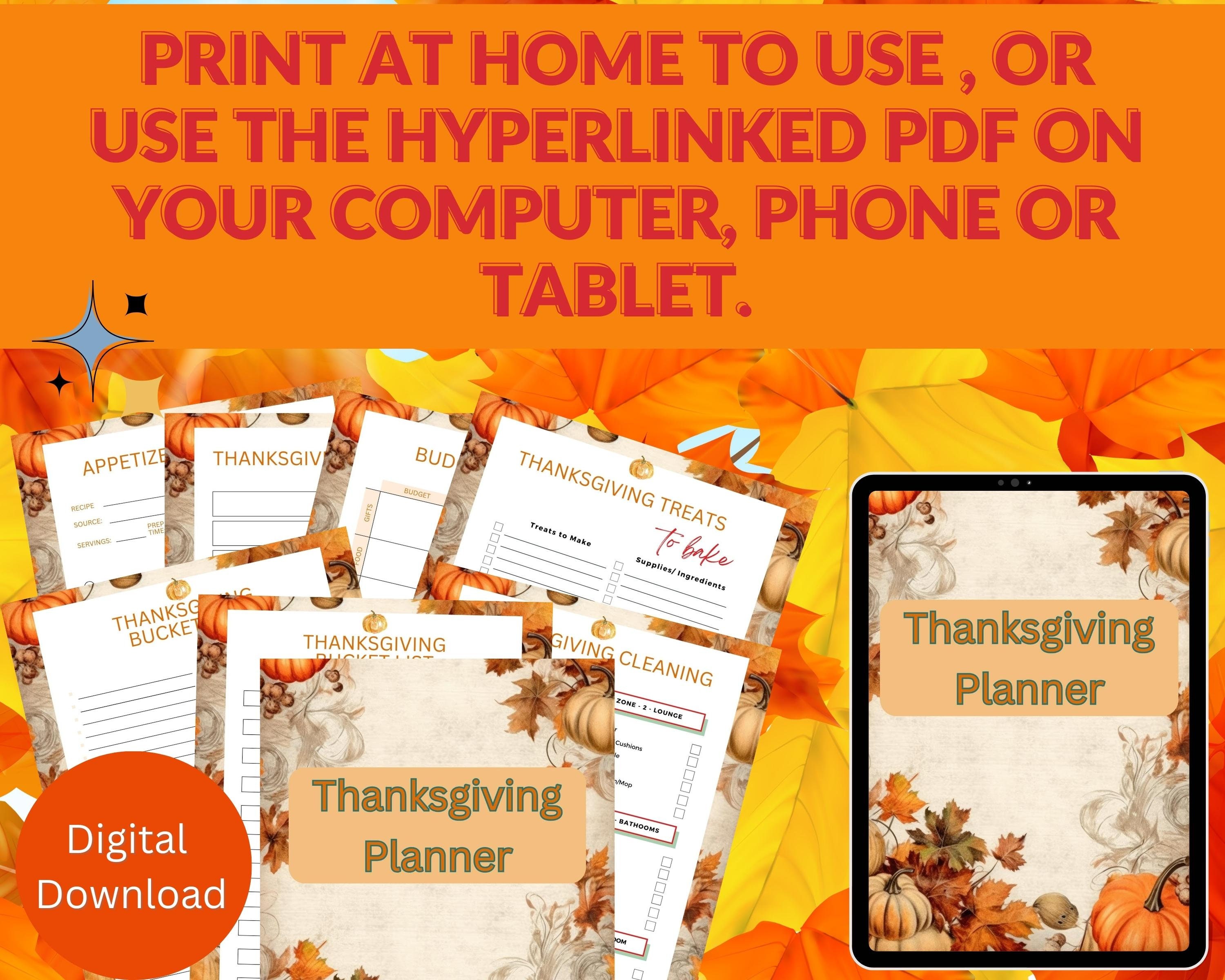 Thanksgiving Planner Printable Digital Thanksgiving Planner - Etsy
