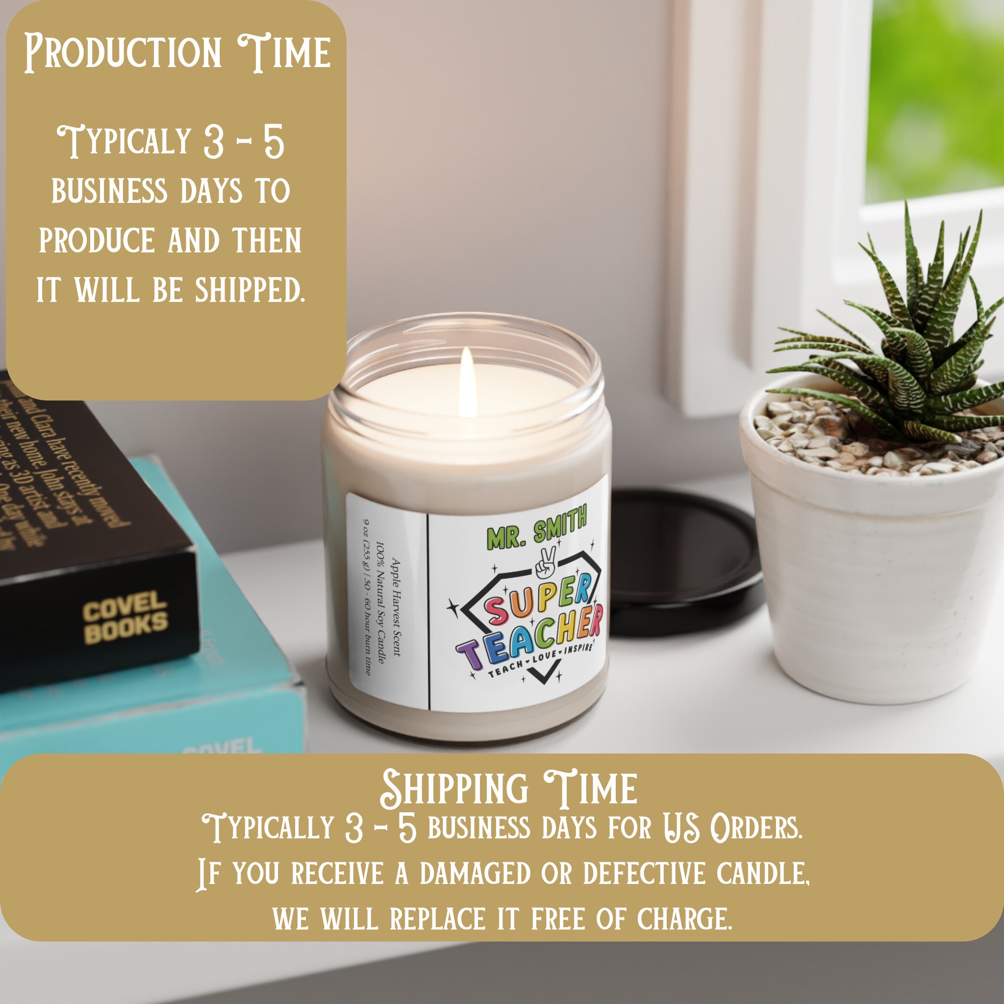 Custom Teacher Appreciation Candle, Scented Soy Candle, Custom Name ...