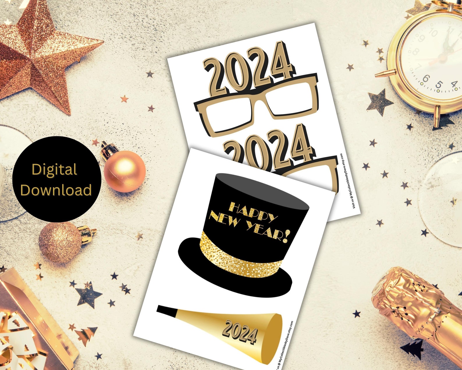 New Years Eve Party Photo Booth Props Printable Download Instant DIY ...