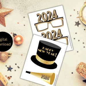 New Years Eve Party Photo Booth Props Printable Download Instant DIY ...