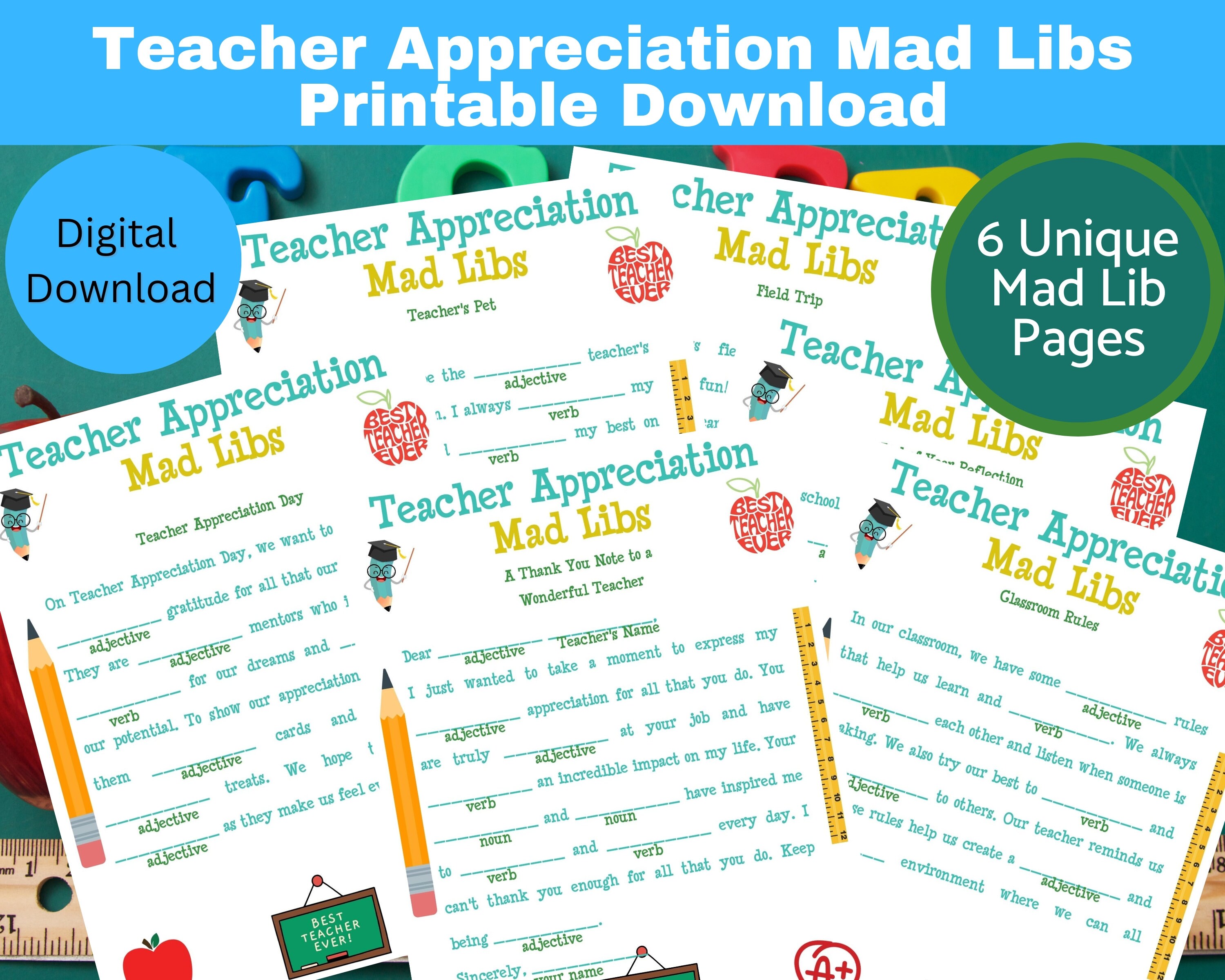 Teacher Appreciation Mad Libs Printable, Party Games, Printable ...