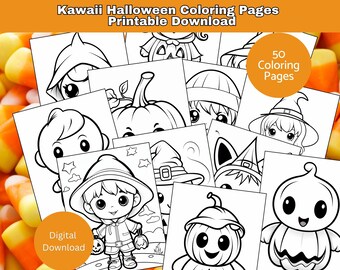 Kawaii Halloween Coloring Pages, 35 Pages, Creepy Kawaii, Cute Kawaii ...