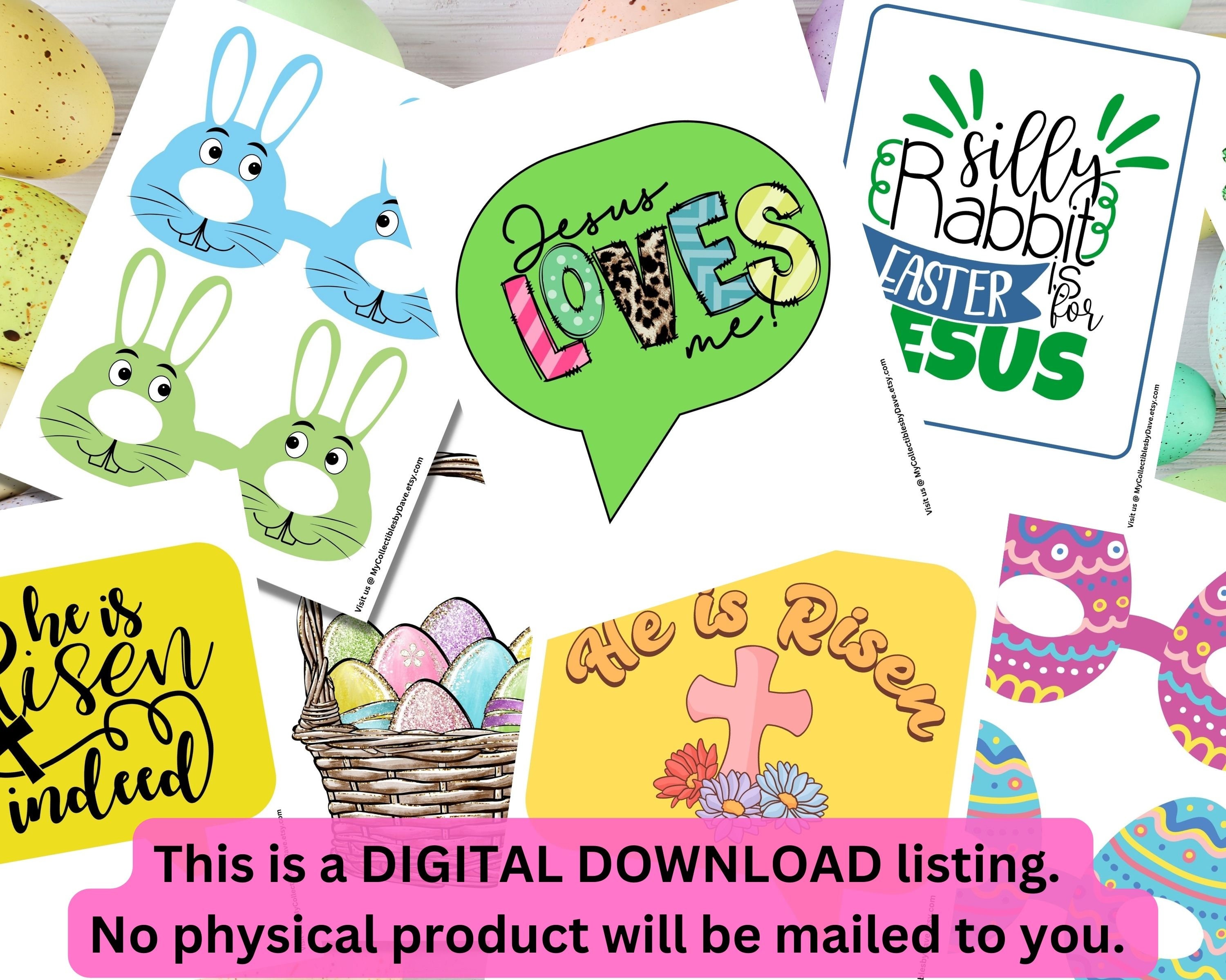 Christian Easter Photo Booth Props Printable Download, DIY Props, Bunny ...