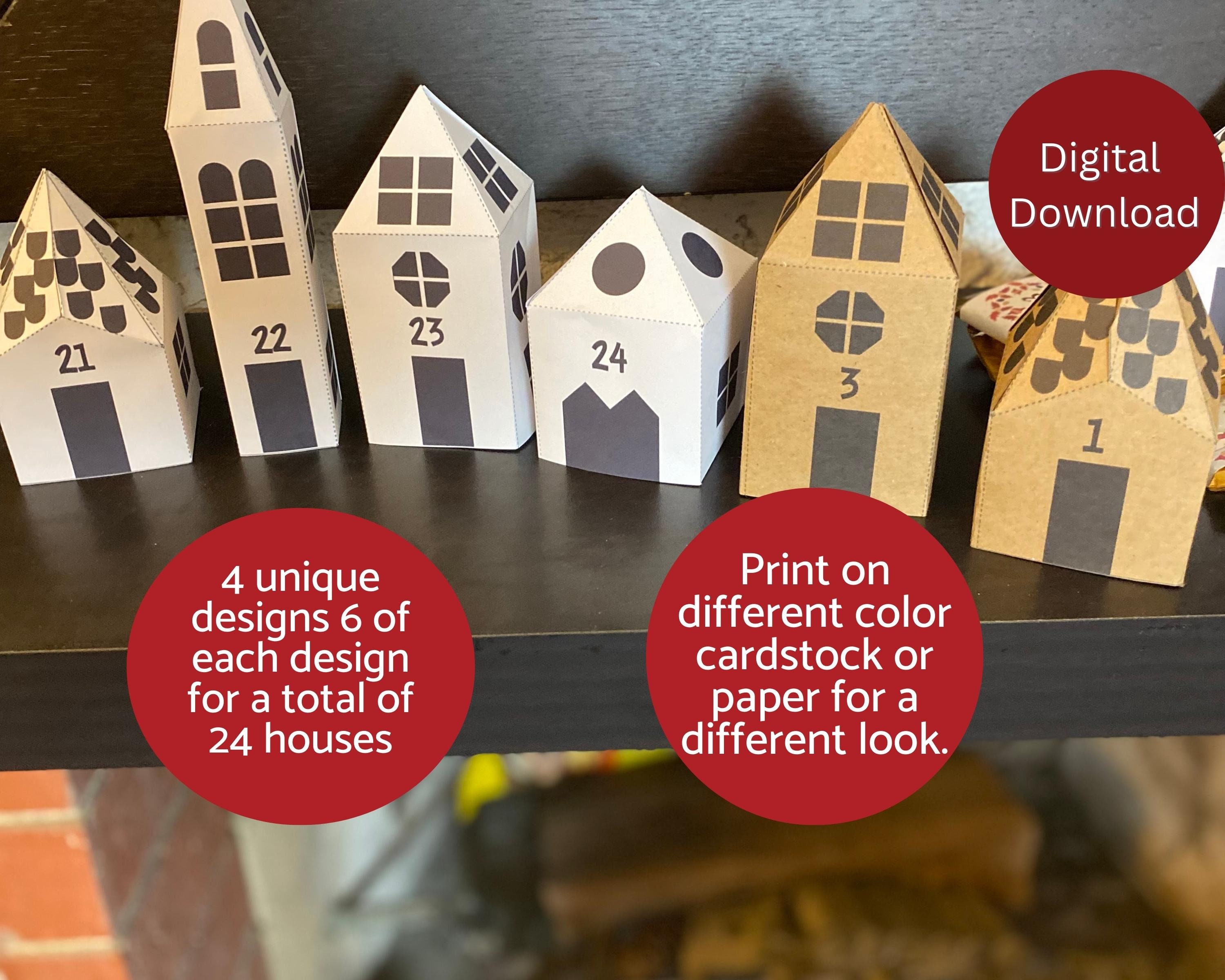 Advent Calendar Houses Printable, DIY Advent Calendar, Advent Paper ...