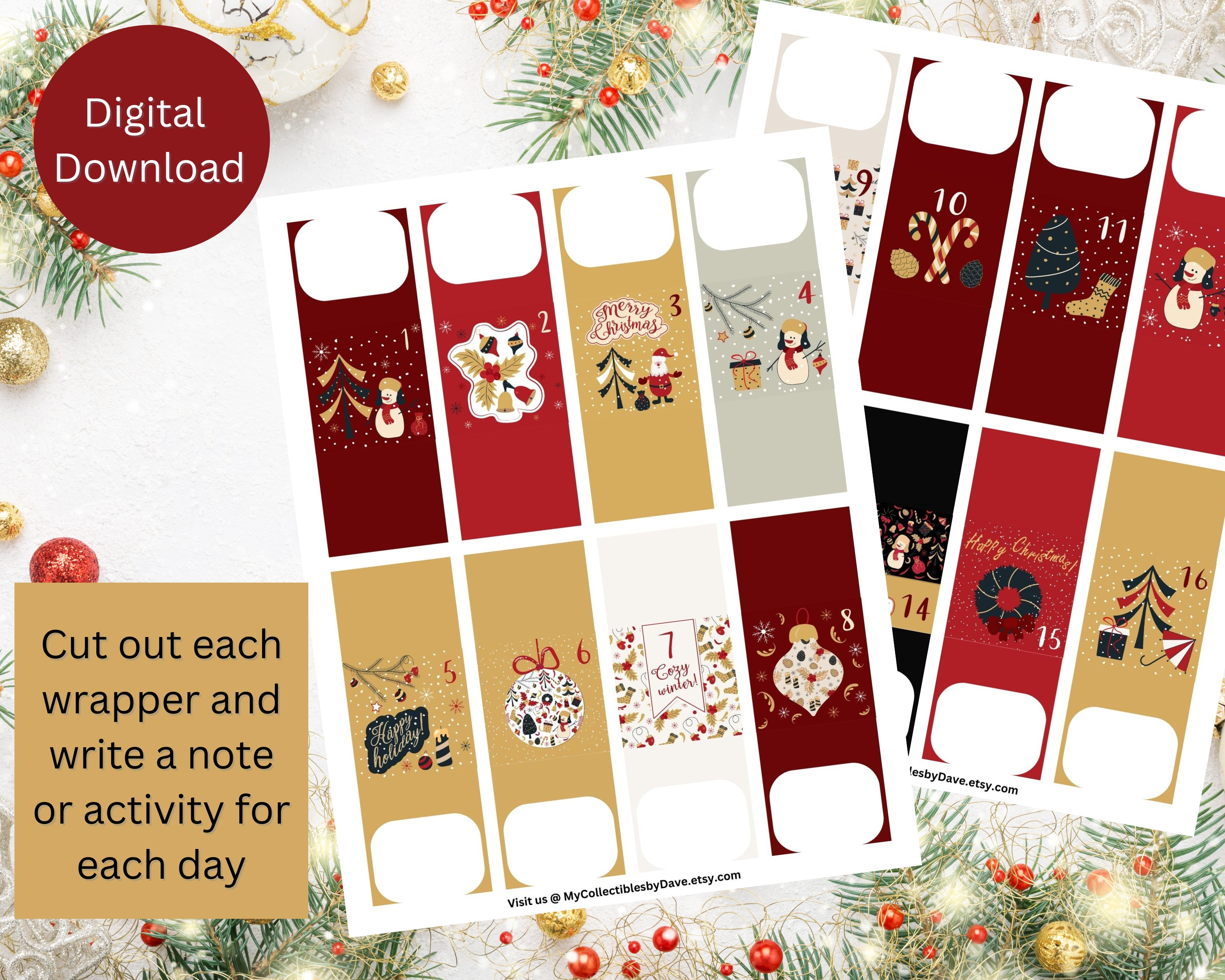 Advent Calendar Kit Printable, DIY Advent Calendar, Advent, Chocolate ...