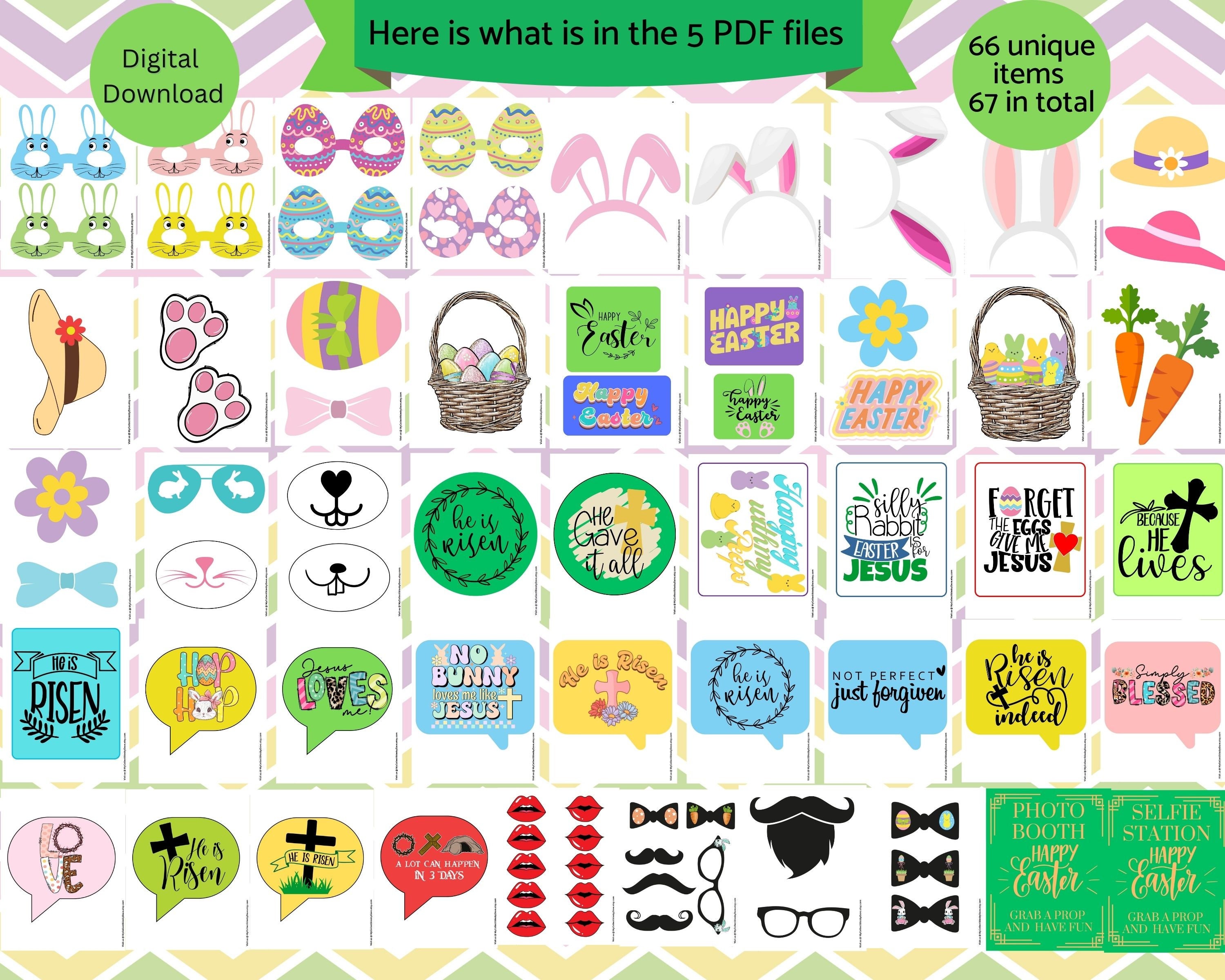 Christian Easter Photo Booth Props Printable Download, DIY Props, Bunny ...