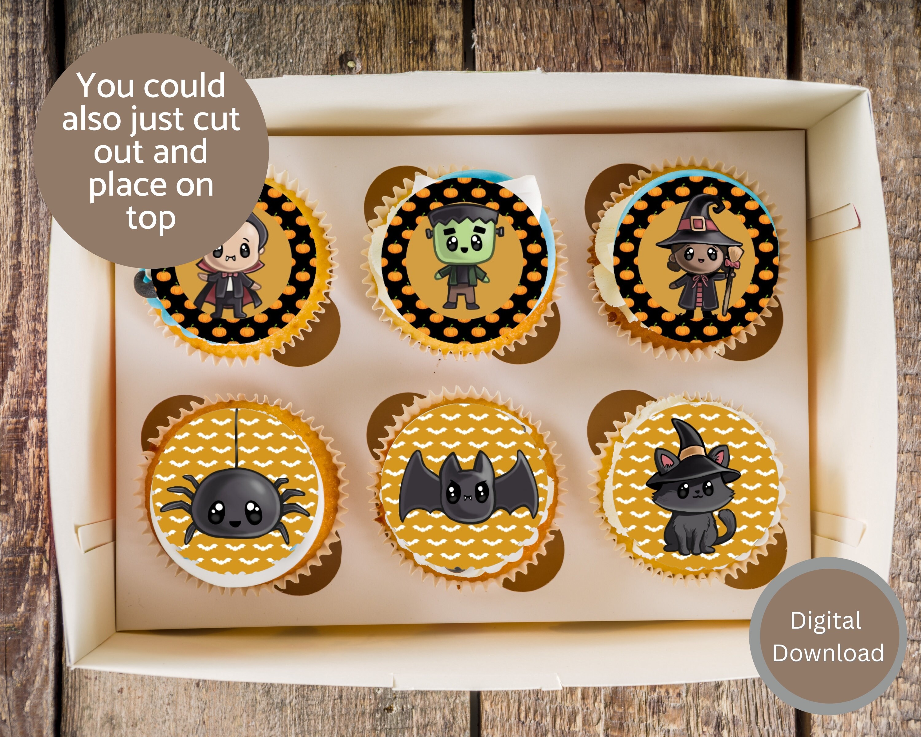 Kids Halloween Cupcake Topper Printable Download 12 Designs - Etsy
