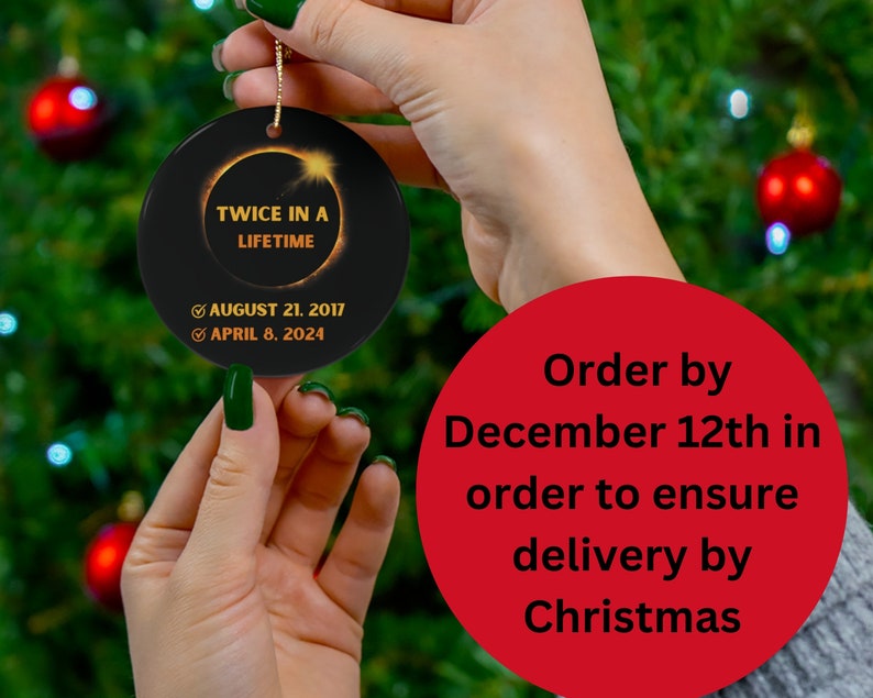 Solar Eclipse 2024 Christmas Ceramic Ornament, Total Solar Eclipse ...