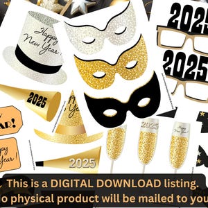 New Years Eve Party Photo Booth Props Printable Download - Instant ...