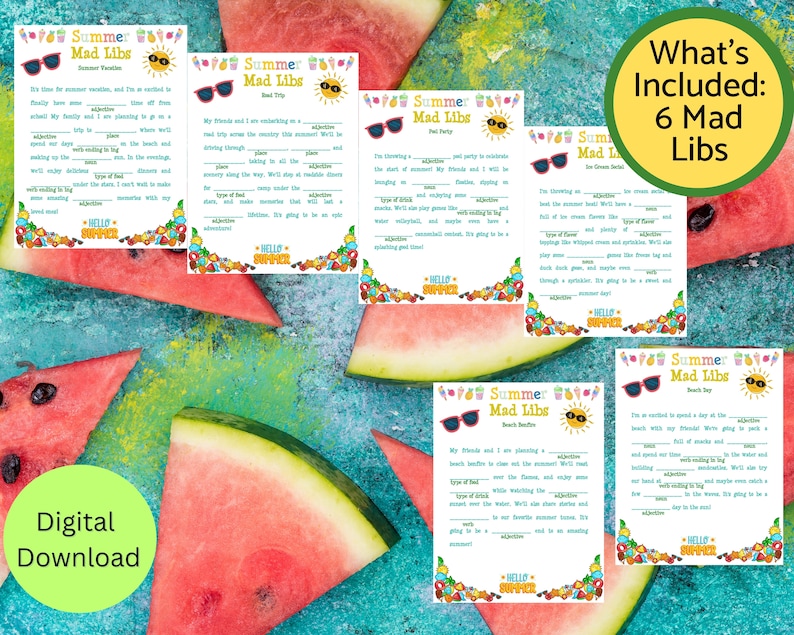 Summer Mad Libs Printable, Summer Party Games, Printable Download Game ...