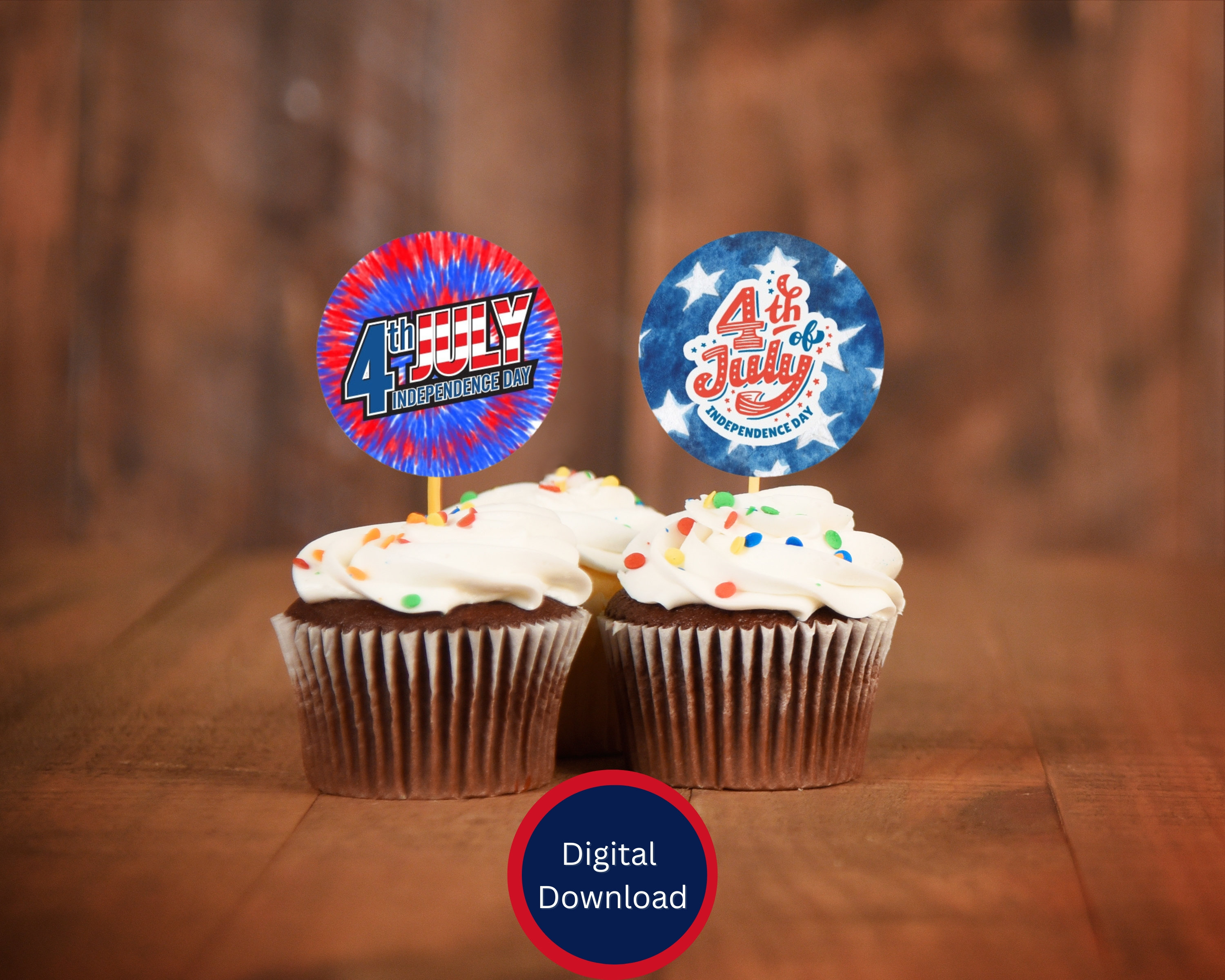 4th of July Cupcake Topper Printable Download 12 Patriotic - Etsy