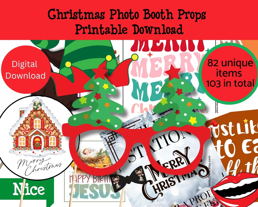 Christmas Photo Booth Props Printable Download, DIY Props, Christmas ...