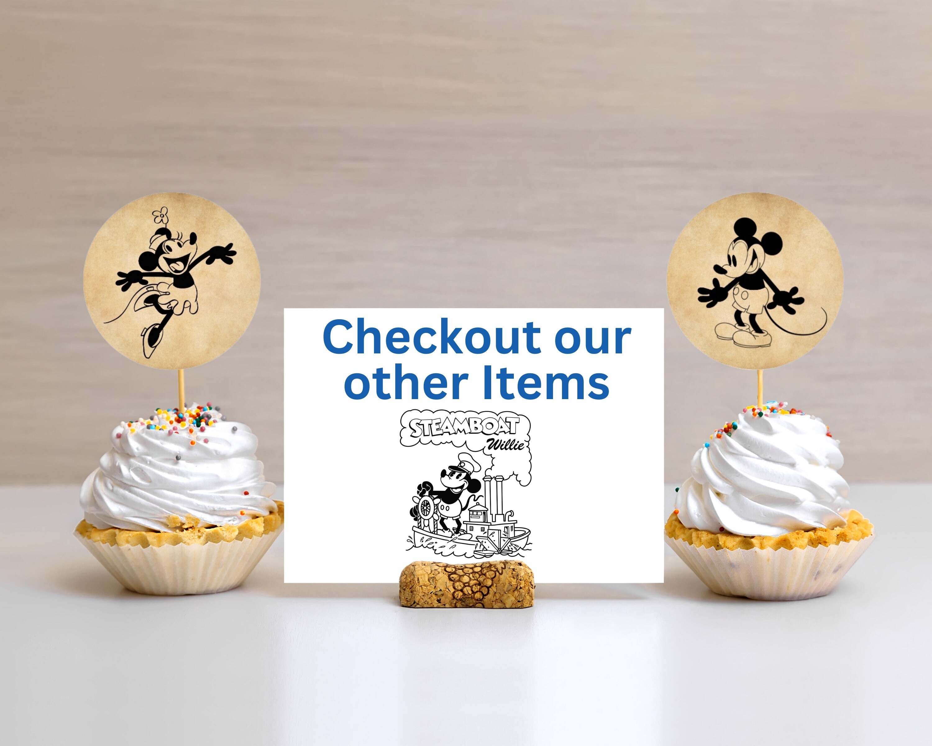 Steamboat Willie Cupcake Topper Printable Download, 12 Designs, 2 Inch ...