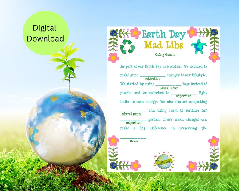Earth Day Mad Libs Printable, Earth Day Party Games, Printable Download ...