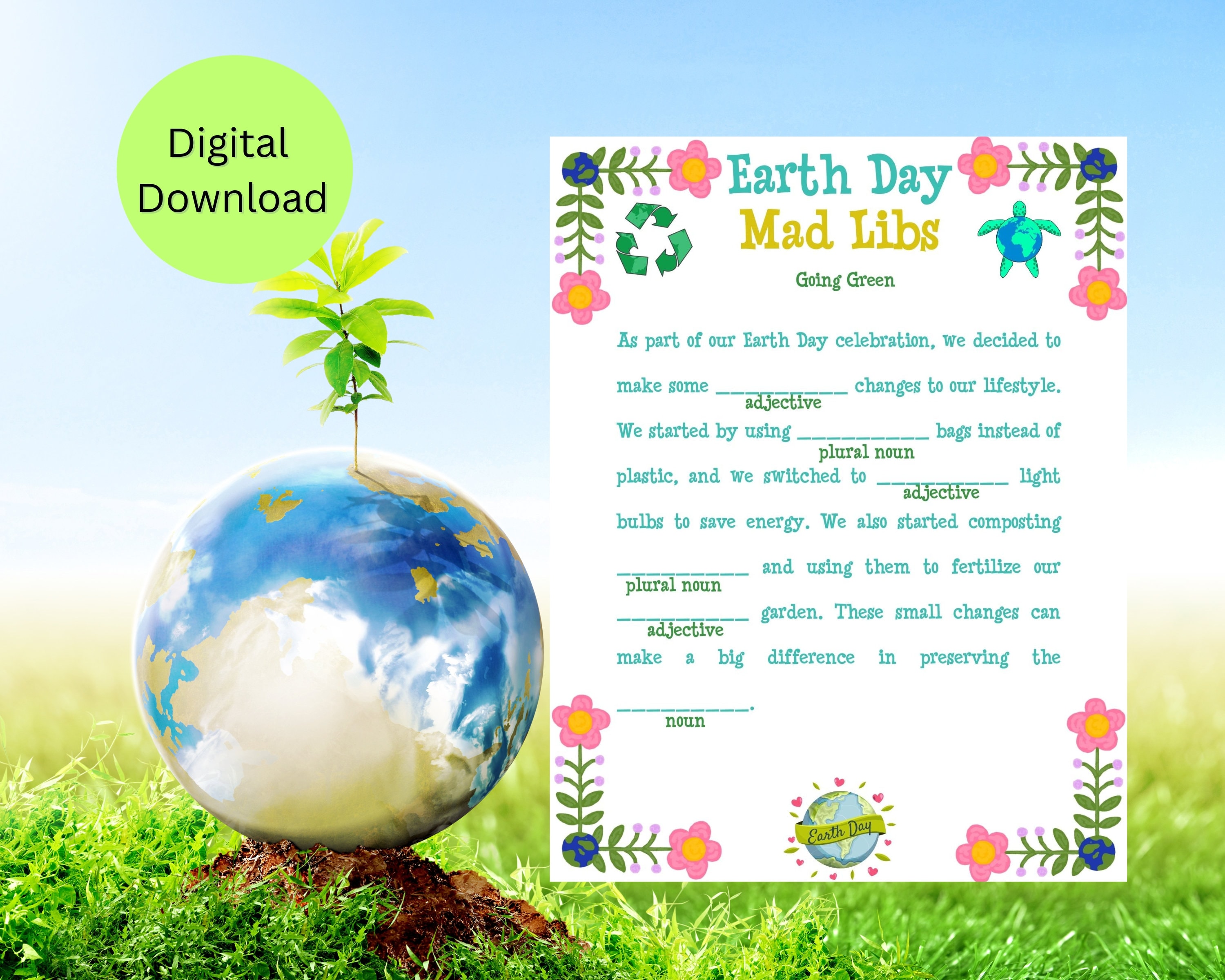 Earth Day Mad Libs Printable, Earth Day Party Games, Printable Download ...
