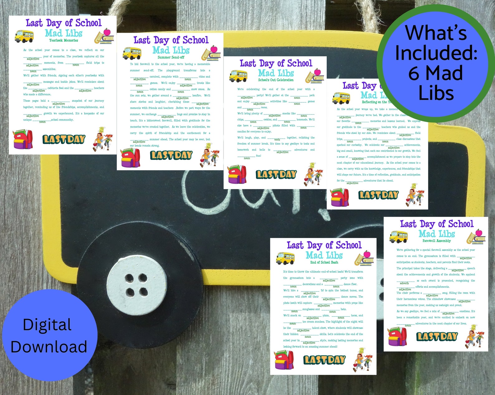 Last Day of School Mad Libs Printable, Last Day of School Party Games ...