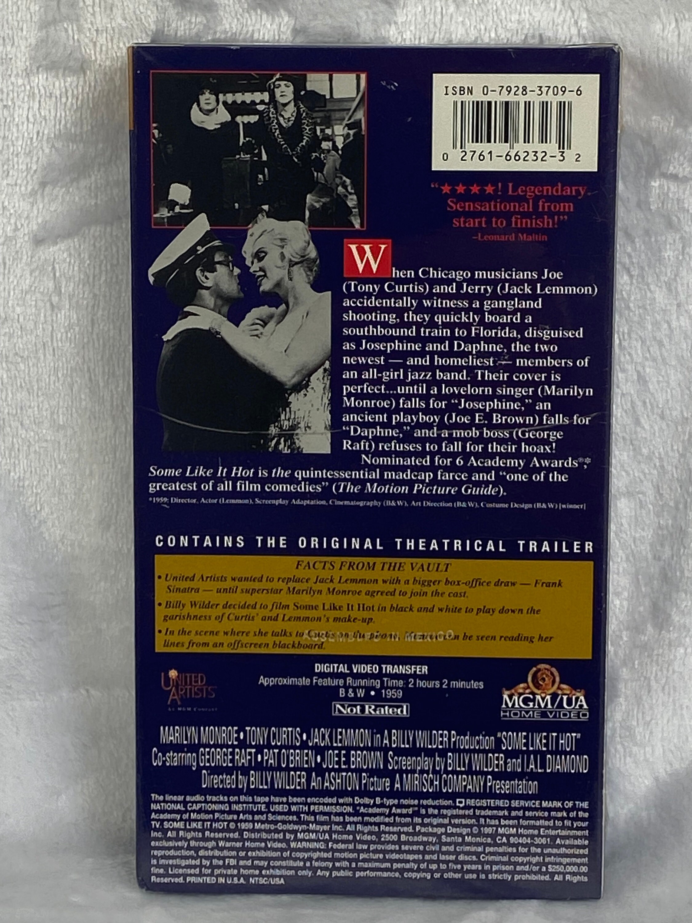 Some Like It Hot, VHS Videotape, MGM Vintage Classic, Black & White ...