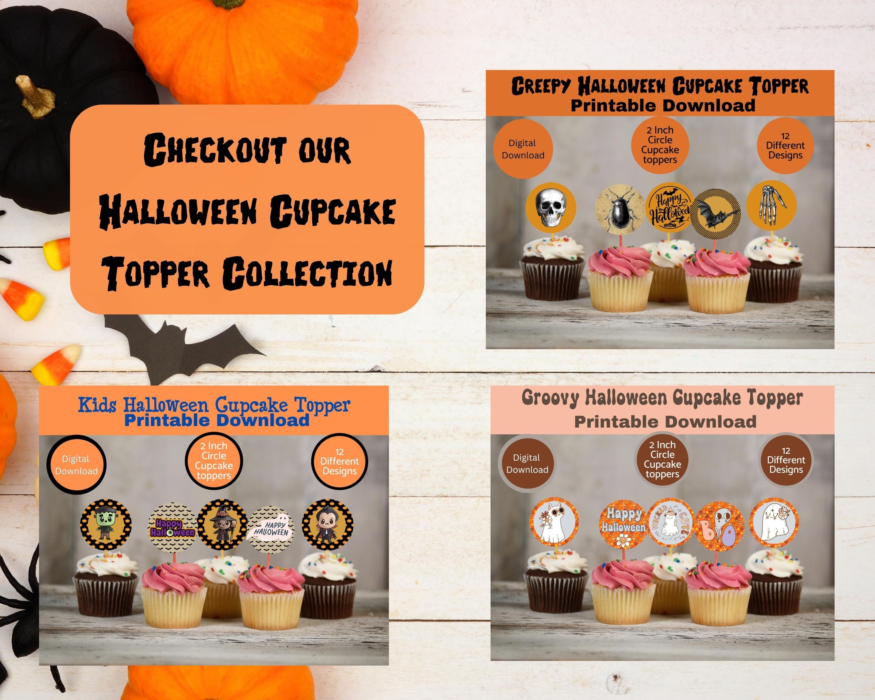Kids Halloween Cupcake Topper Printable Download 12 Designs - Etsy