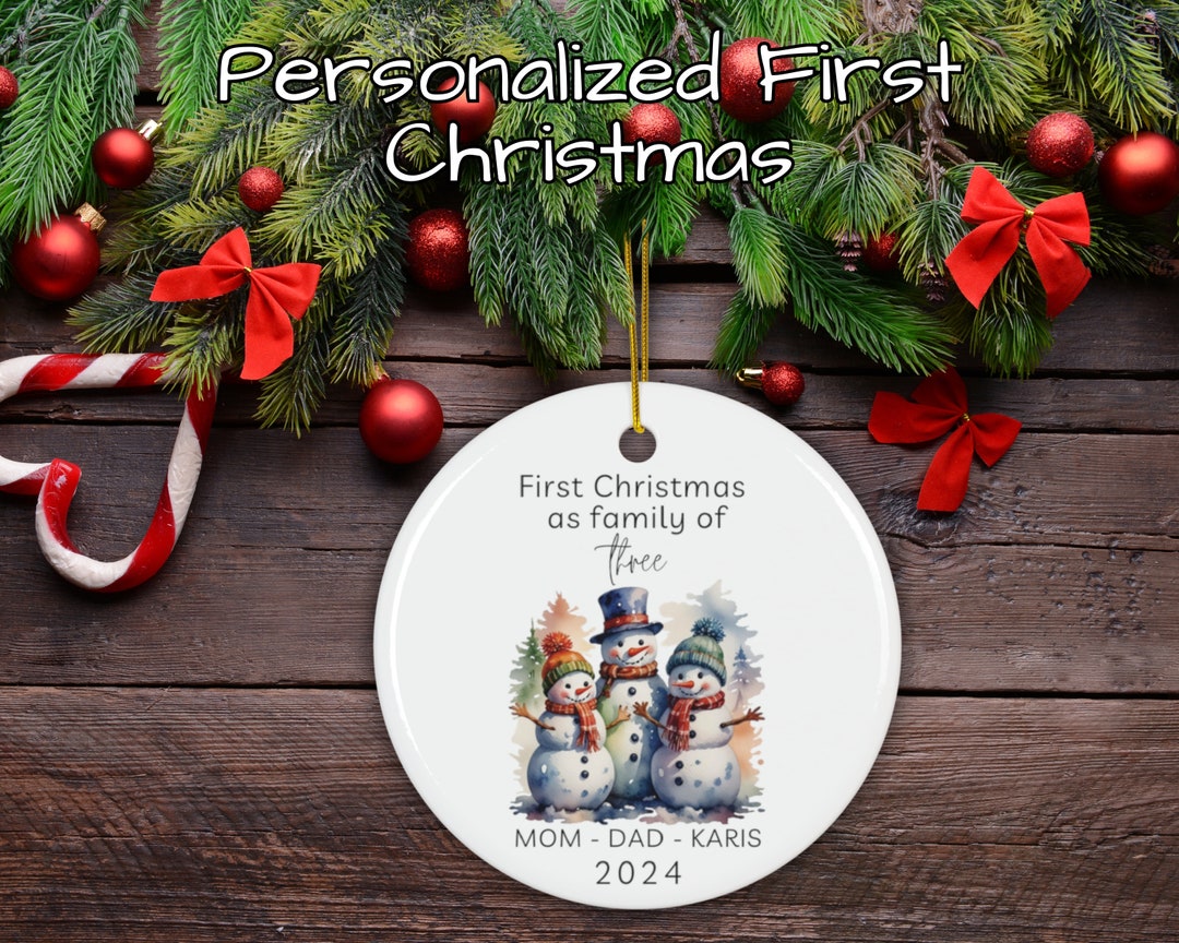 Personalized First Christmas as Family of Three Ornament, Custom Family ...