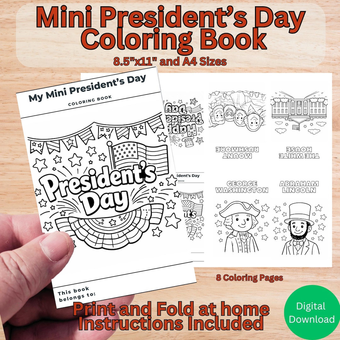 Mini President's Day Coloring Book, Printable President’s Day Coloring ...
