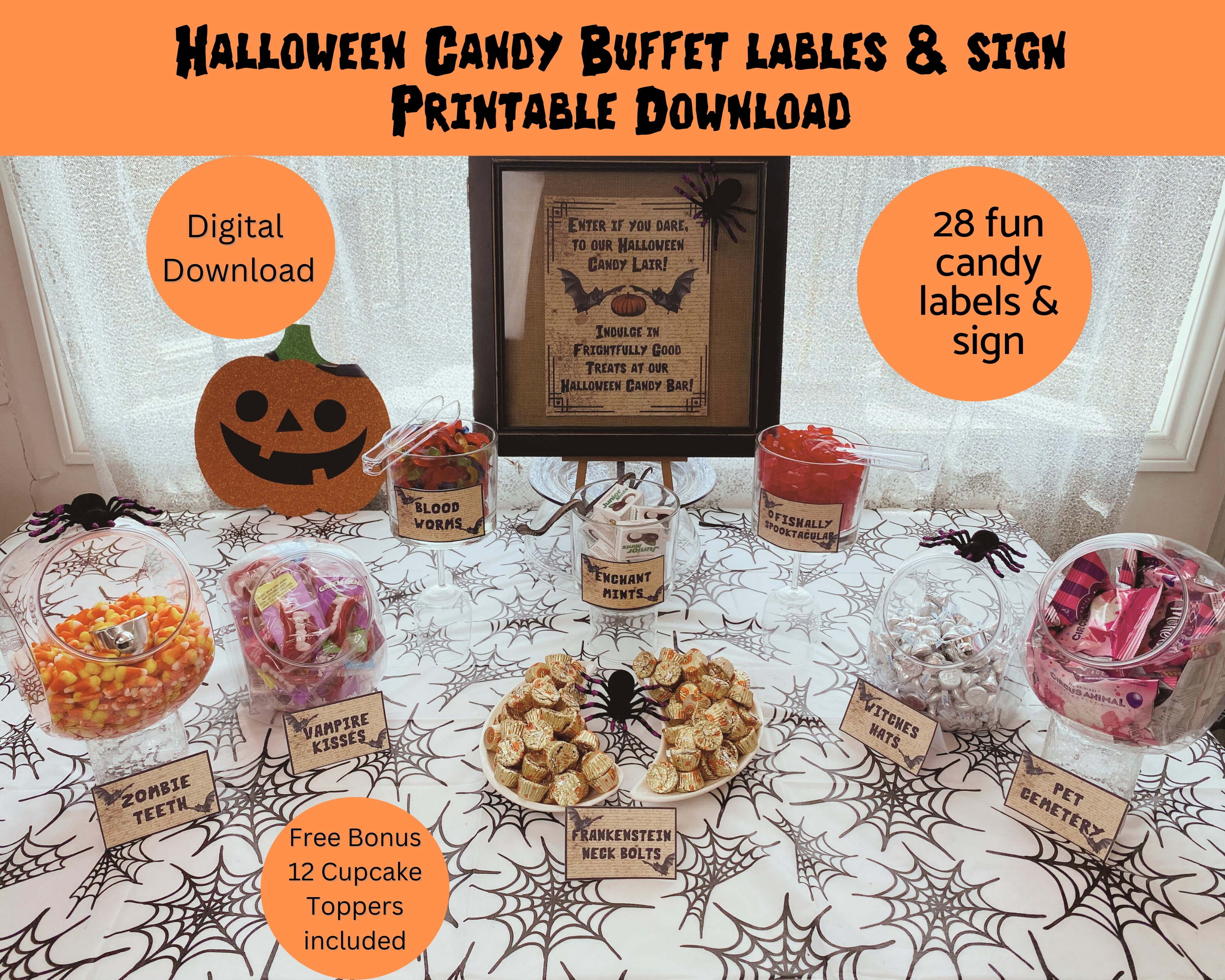 Halloween Candy Buffet Sign and Labels Printable, Halloween Candy Bar ...