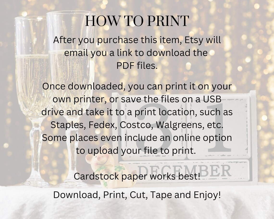 New Years Eve Party Photo Booth Props Printable Download - Instant ...
