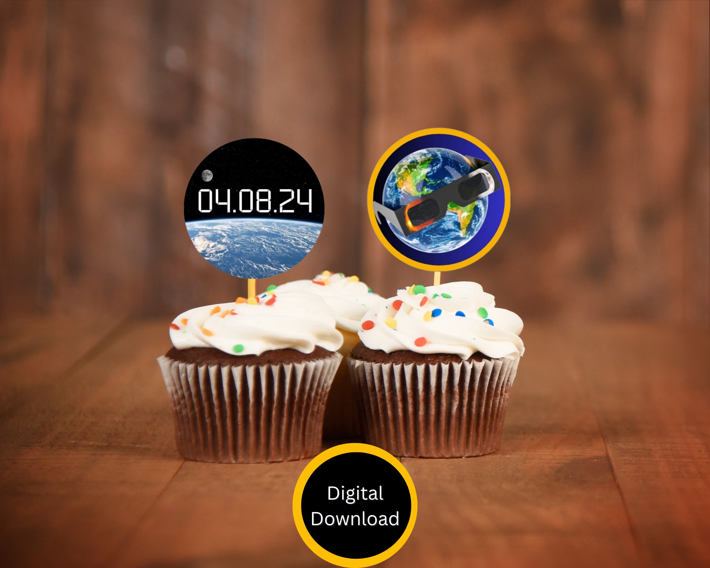 Total Solar Eclipse Cupcake Topper Printable Download, 12 Designs, 2 ...