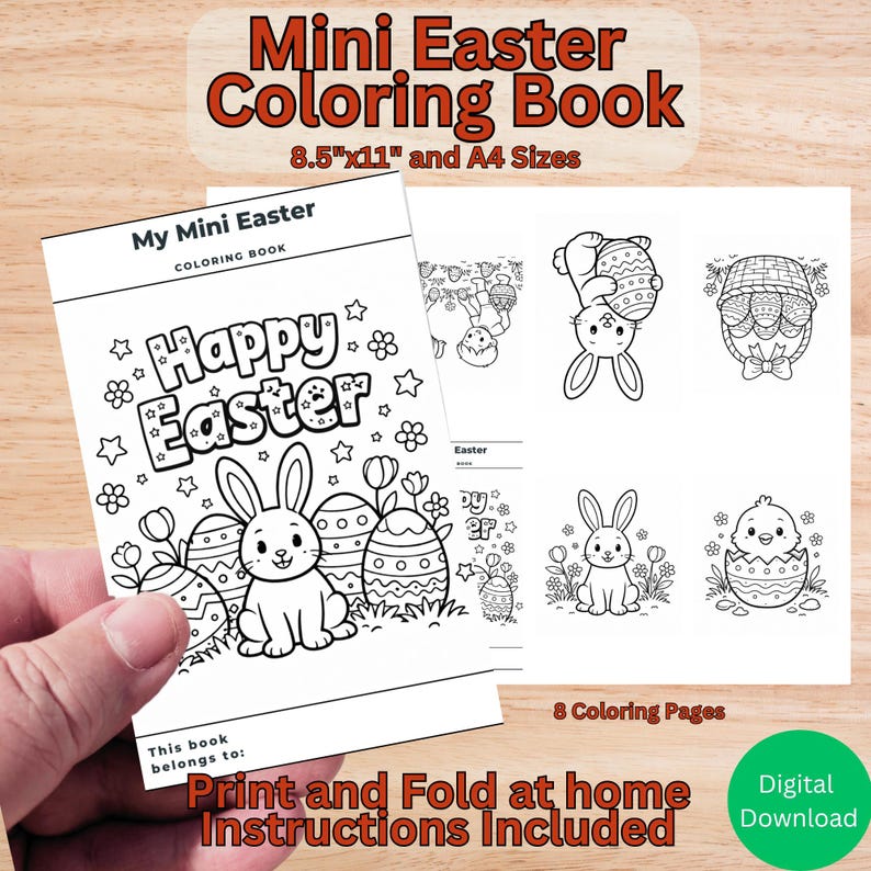Mini Easter Coloring Book, Printable Easter Coloring Activity for Kids ...