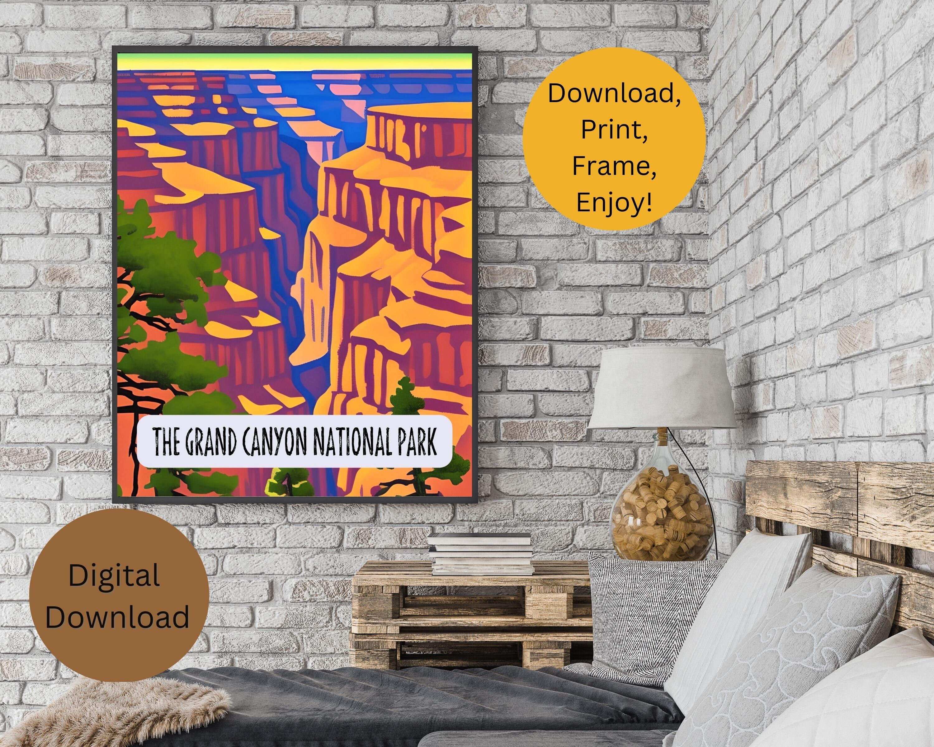 The Grand Canyon Printable Wall Art, National Park Art, Travel Poster ...