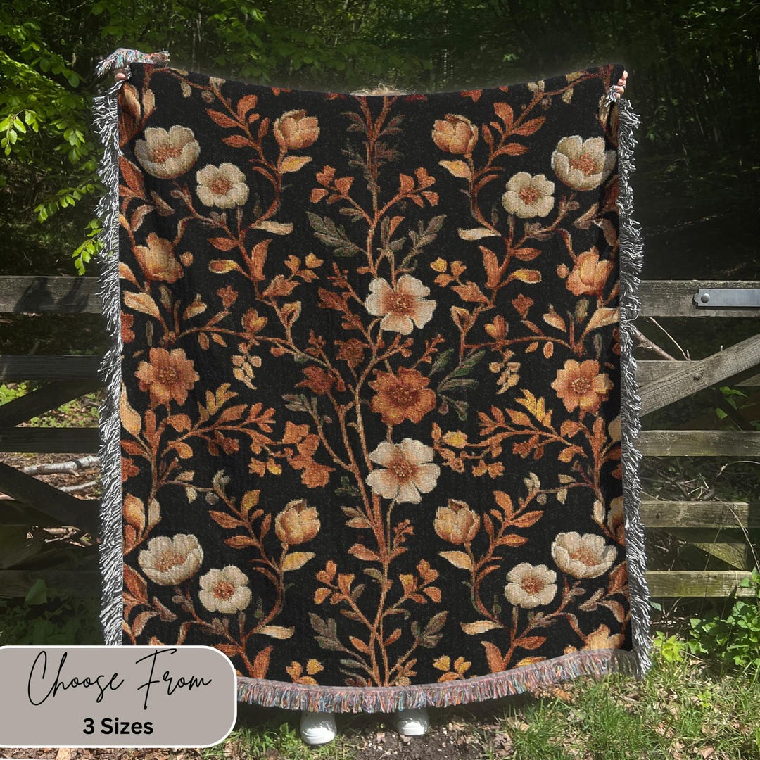 Enchanted Forest Woven Blanket, Green Forest and Floral Leaf Pattern ...