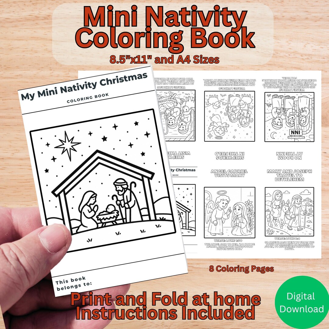 Mini Nativity Coloring Book, Printable Christmas Coloring Activity for ...