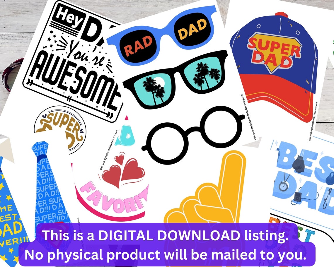 Fathers Day Photo Booth Props Printable Download DIY Props - Etsy