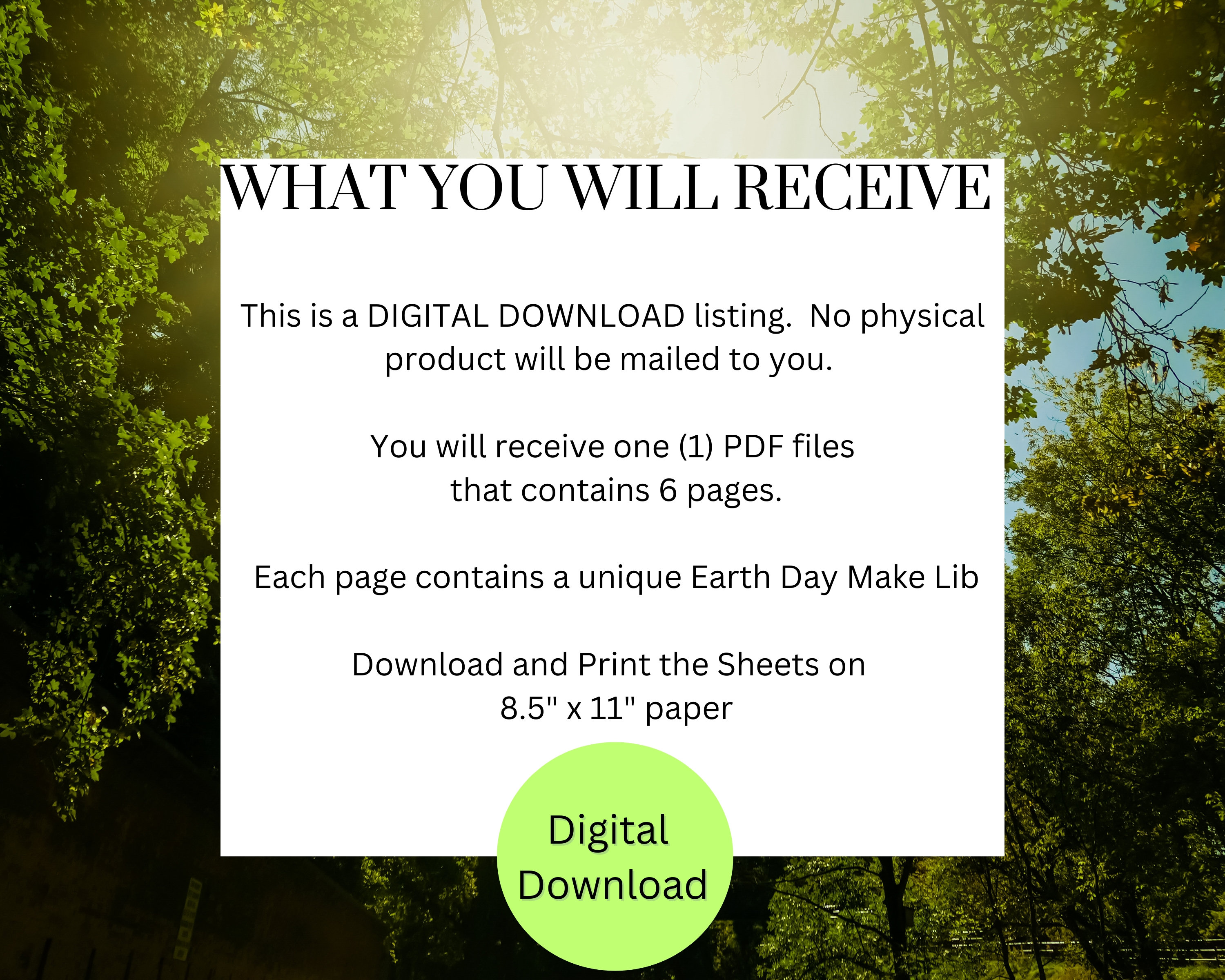 Earth Day Mad Libs Printable, Earth Day Party Games, Printable Download ...