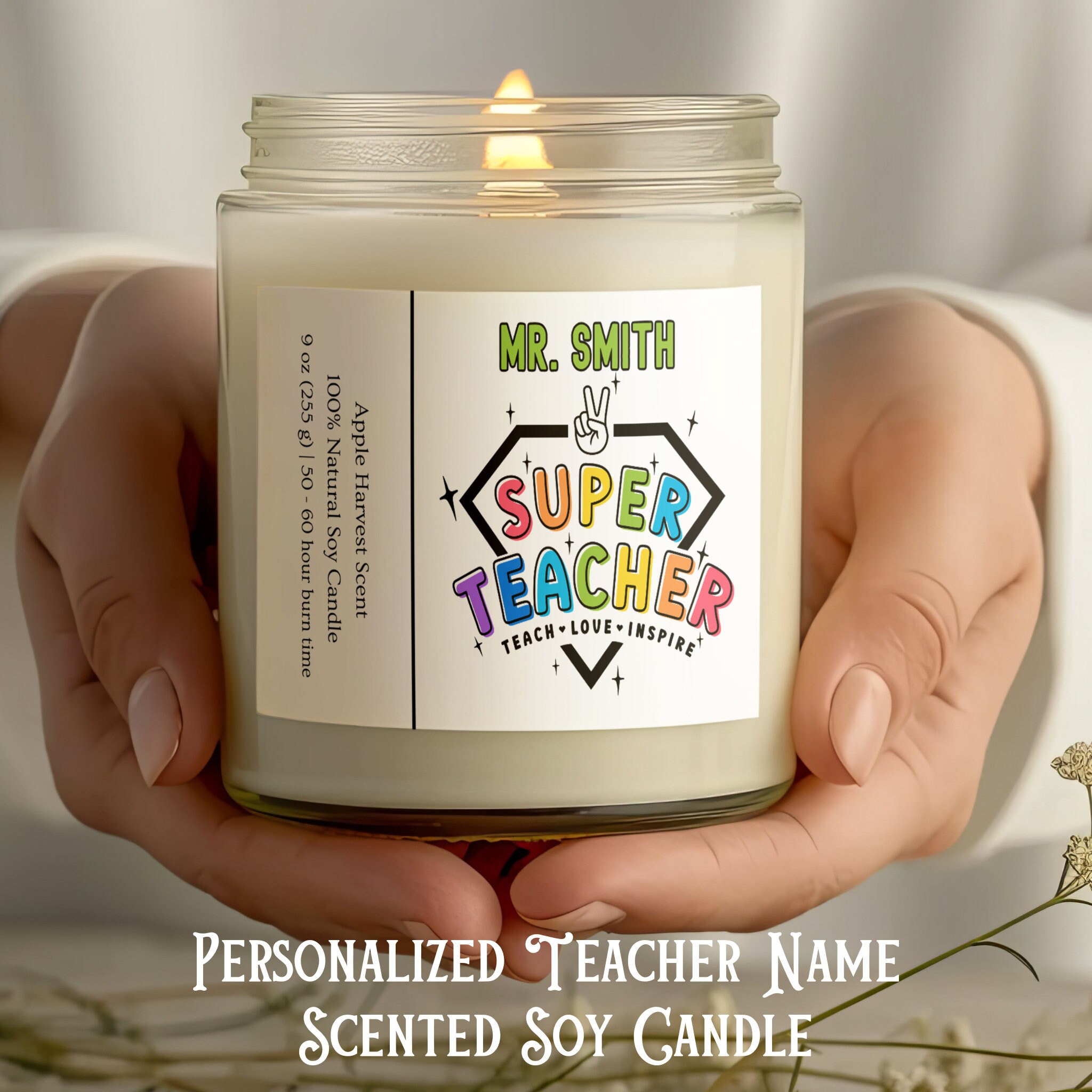 Custom Teacher Appreciation Candle, Scented Soy Candle, Custom Name ...