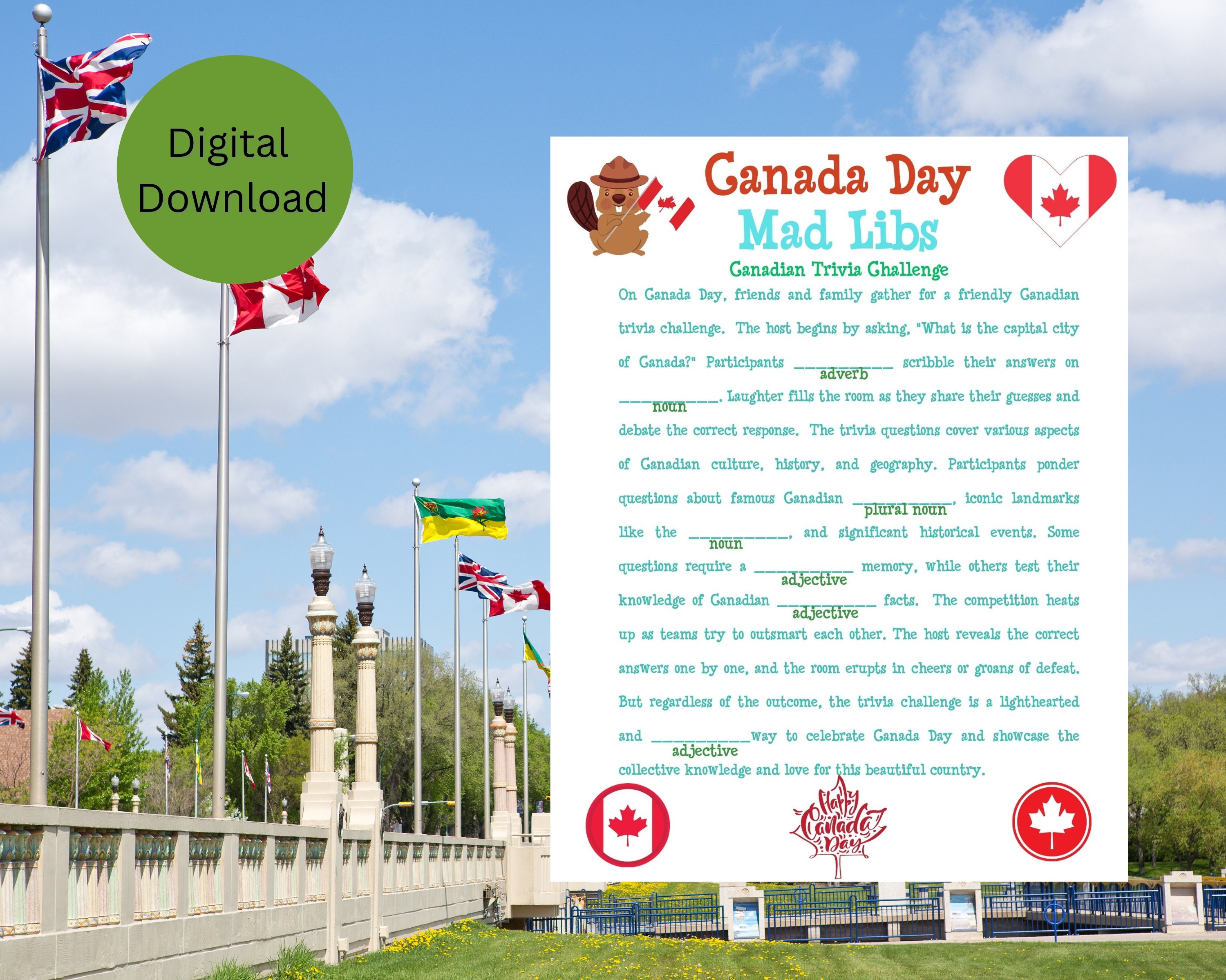 Canada Day Mad Libs Printable, Canada Day Party Games, Printable ...