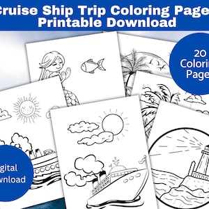 Kids Cruise Trip Coloring Pages Printable (set of 20), Cruise Ship ...