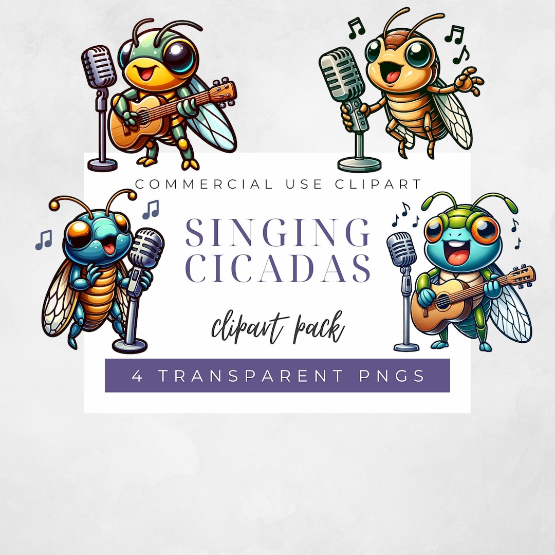 Watercolor Singing Cicadas Clipart, Cute Cicadas Singing With ...