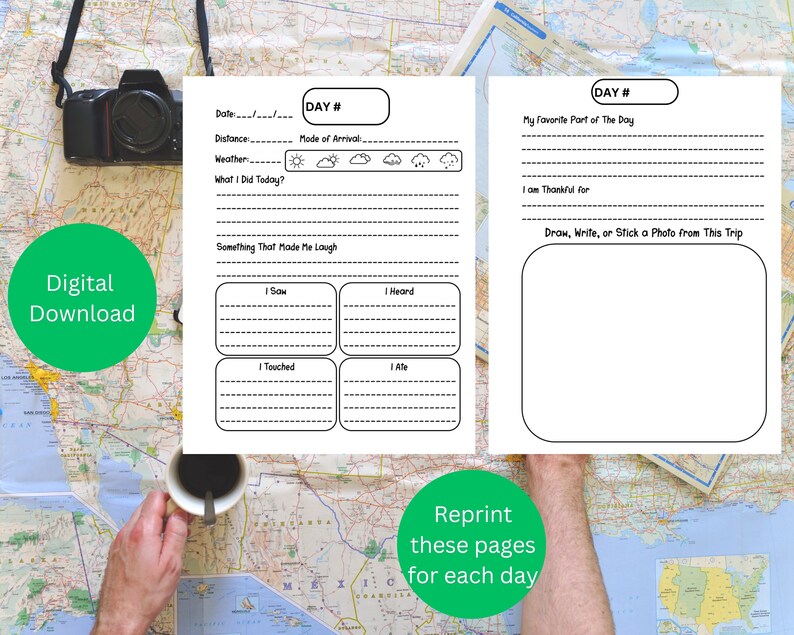 Kids Road Trip Travel Journal Printable, Road Trip Activity, Printable ...