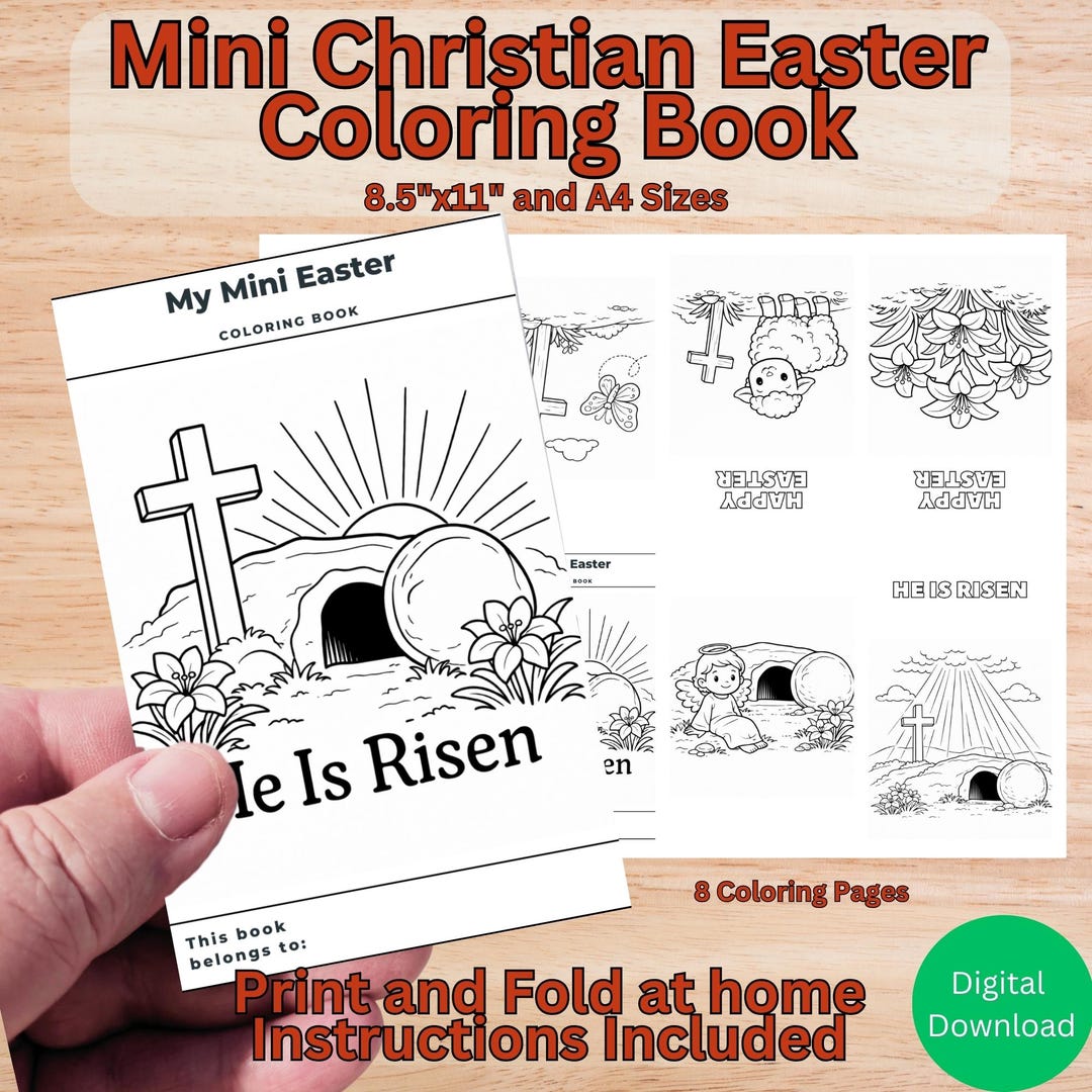 Mini Christian Easter Coloring Book, Printable Christian Easter ...