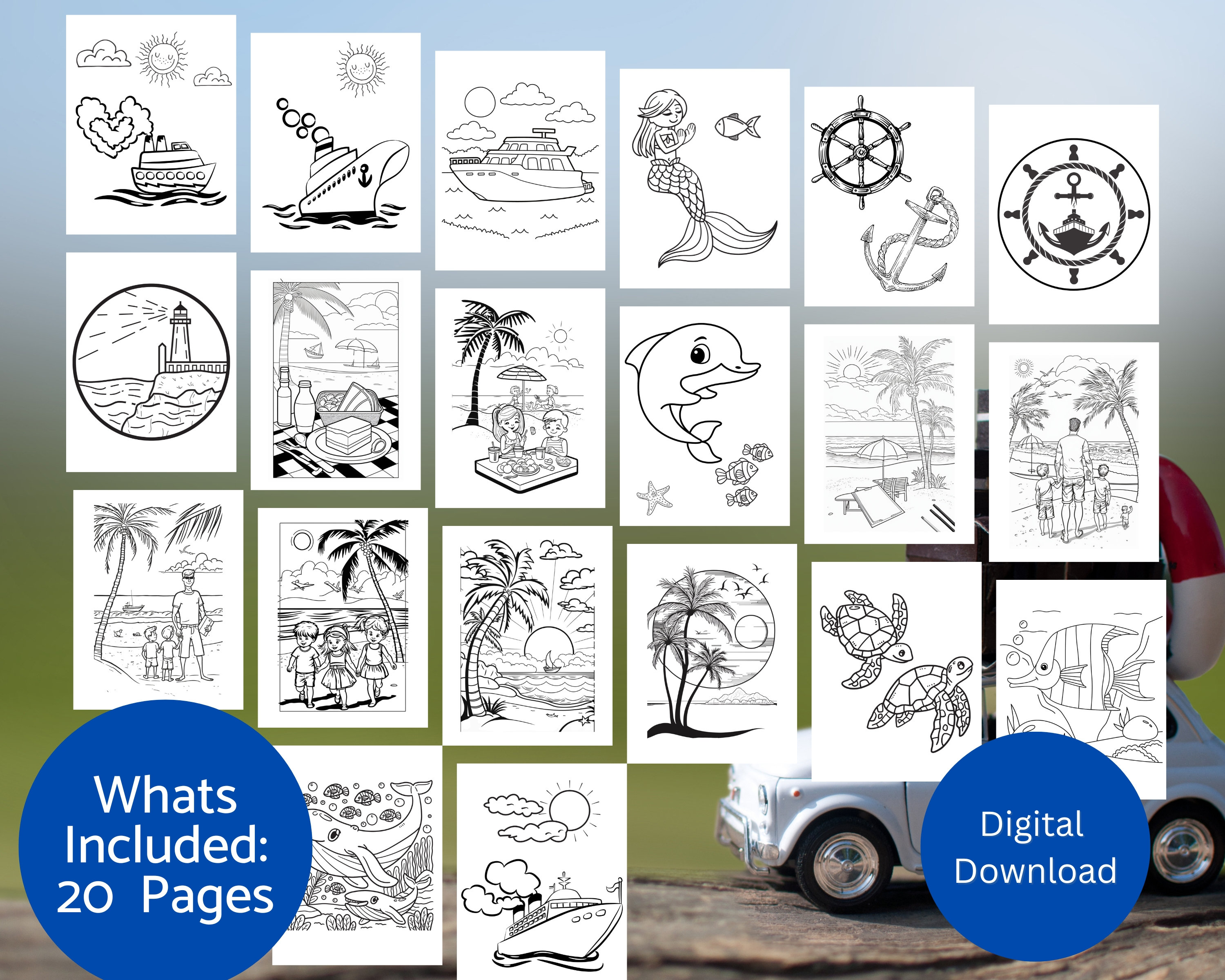 Kids Cruise Trip Coloring Pages Printable (set of 20), Cruise Ship ...