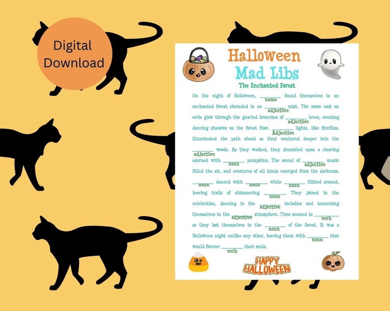 Halloween Mad Libs Printable Halloween Party Games Printable - Etsy