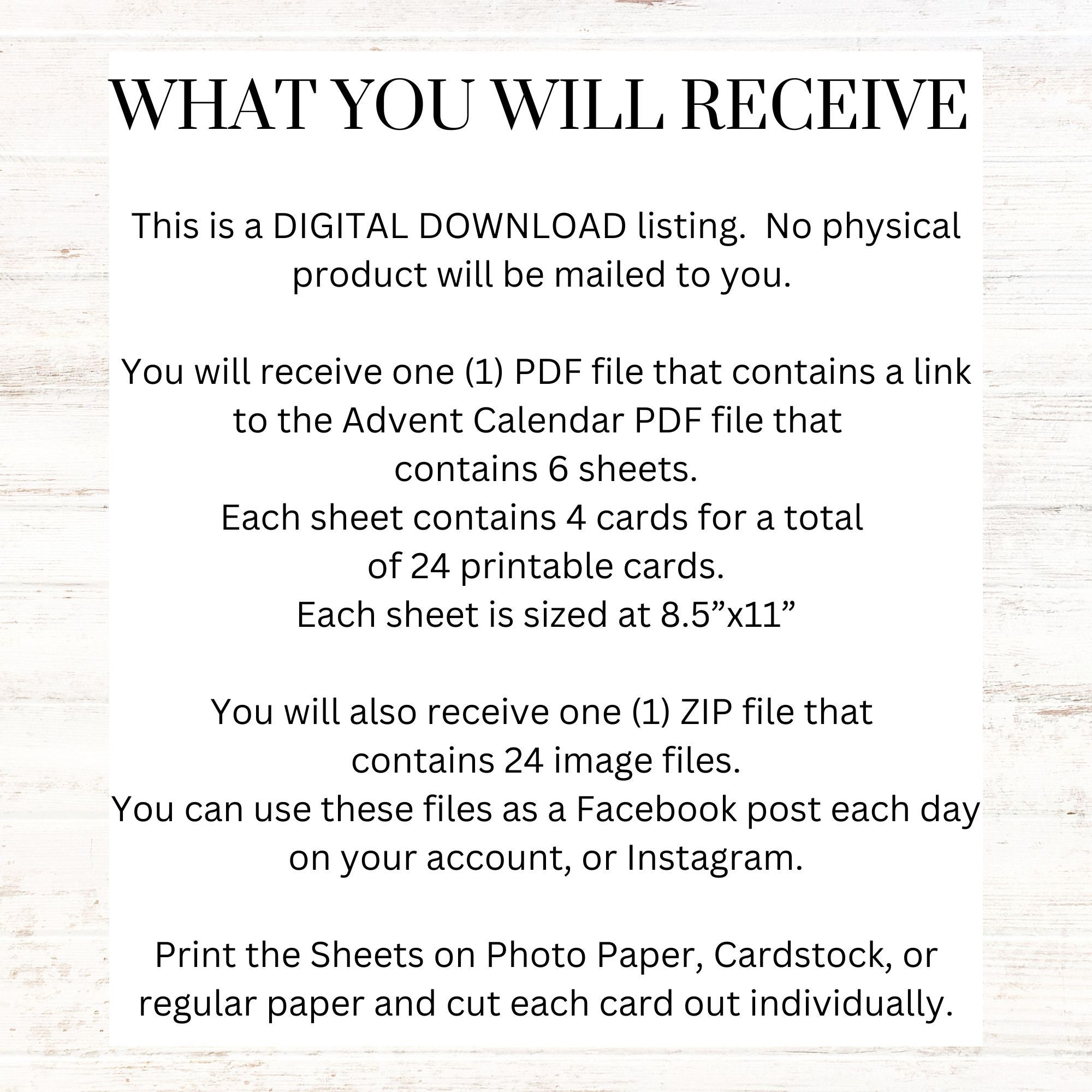 24 Printable Bible Verse Advent Calendar Cards, Christmas Nativity ...