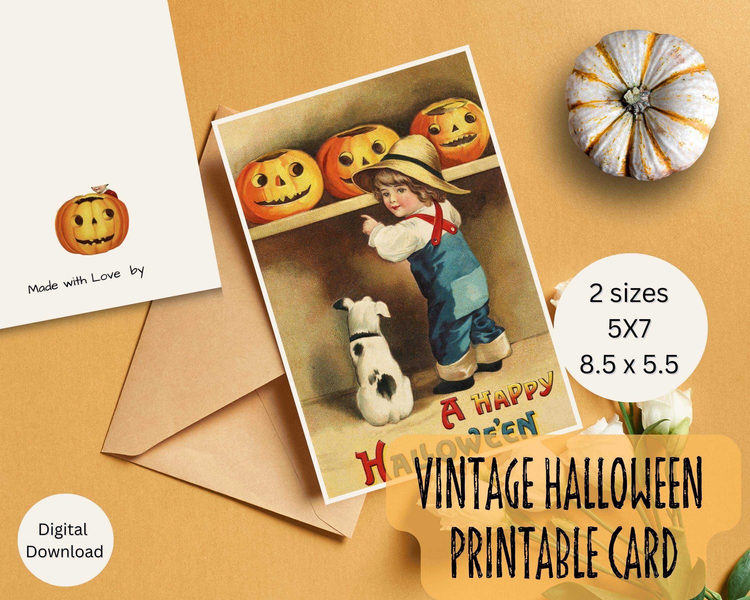 Halloween Card Printable Instant Download 5x7 and 8.5x5.5 - Etsy