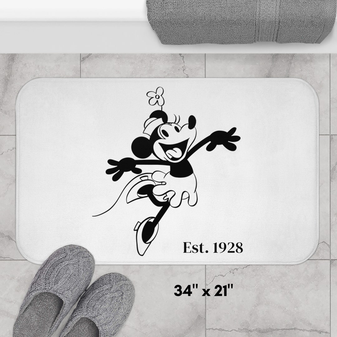 Minnie Mouse 1928 Bath Mat, Microfiber Bathroom Rug, Anti-slip Backing ...